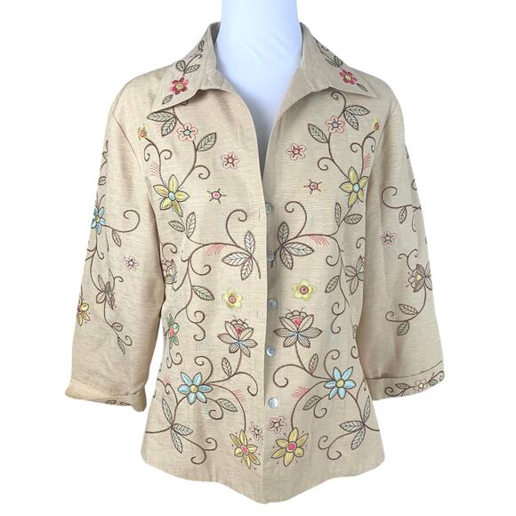 Silk Land | Jackets & Coats | Silk Land Womens Xl 0 Silk Jacket Beige ...
